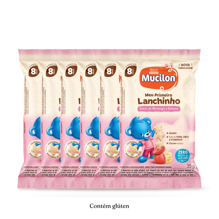 Leve 6 Pague 4 - Snack Mucilon Morango e Banana 35g | Lojinha Baby&Me
